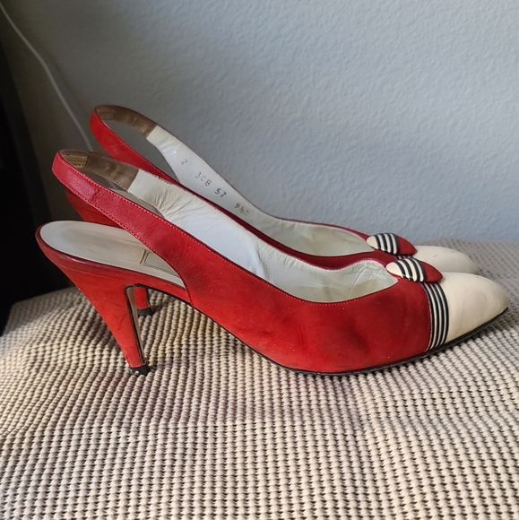 Bally | Shoes | Bally Red Suede Beige Leather Cap Toe Shoes | Poshmark